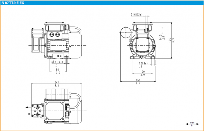 KNF Explosion Proof Air Pump Diaphragm Vacuum Sampling Pump N87TT.9E Ex