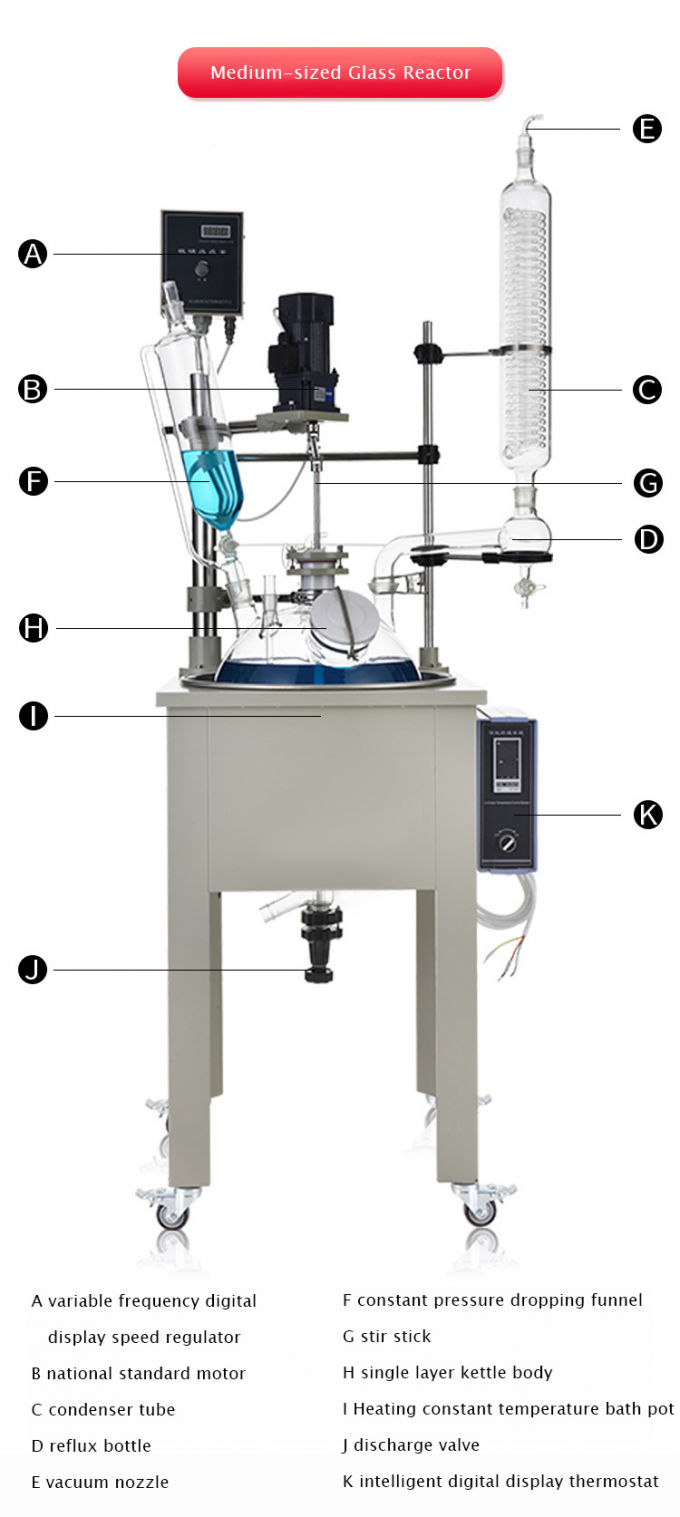 Chemical Vacuum Stirred Reactor Laboratory Single Layer Glass Reactor